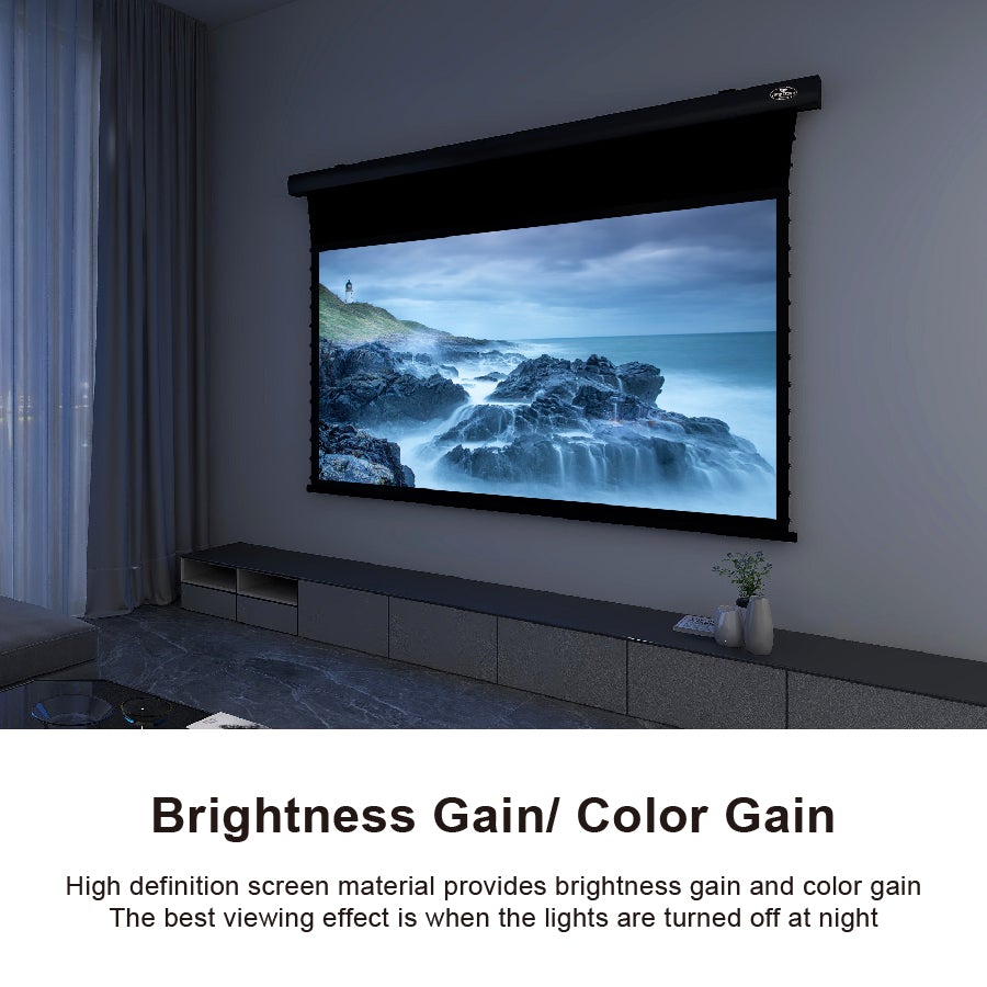 VIVIDSTORM Slimline P Acoustically Transparent Cinema White Motorised ...